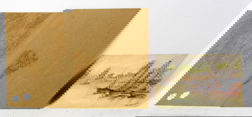 A.c. Goodwin, Boston Bridge, Watercolor