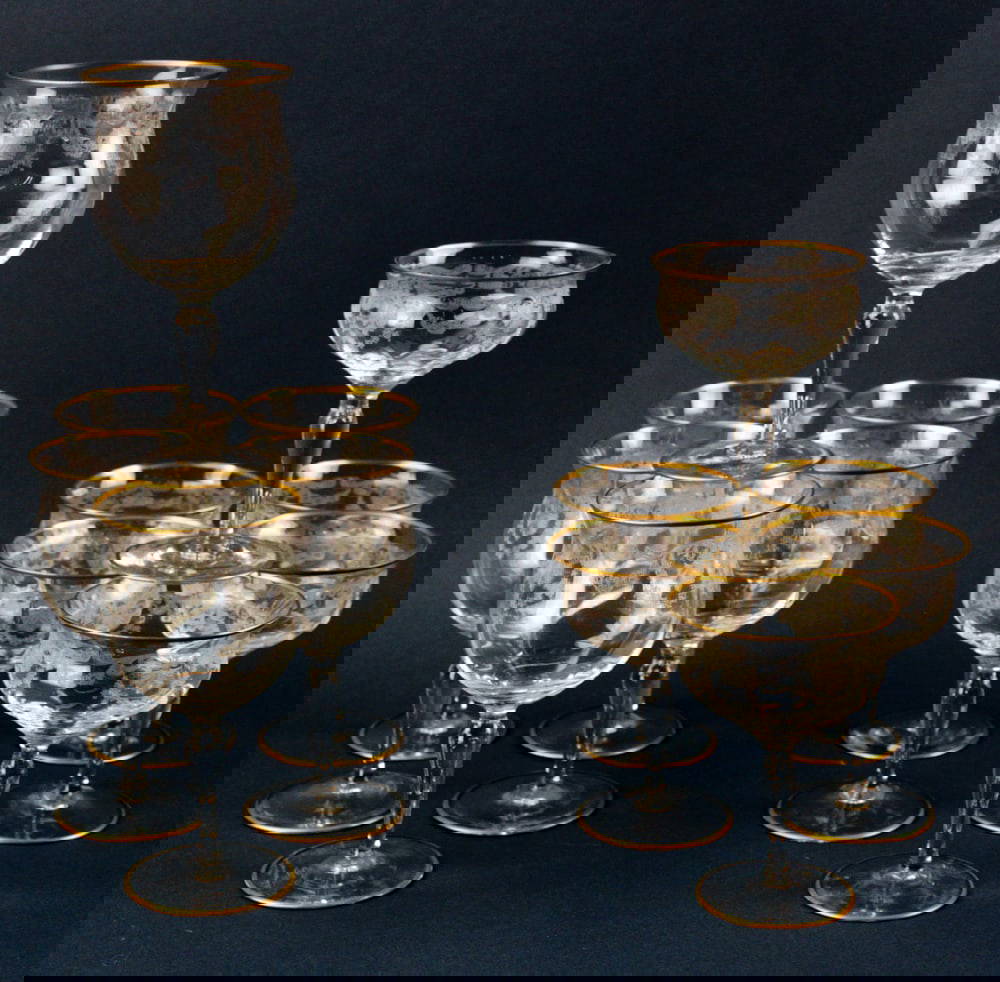 Crystal Gold-rimmed Stemware Auction