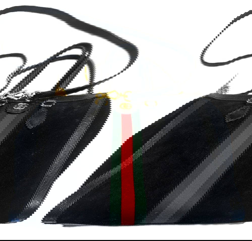 Gucci Ophidia Black Suede Handbag Auction