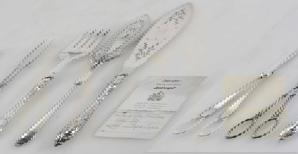Group Of Silverplate Items, Sheffield Fish Slices Auction