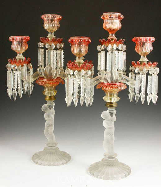 5125: Pair of Baccarat Crystal Candelabras 5125: Pair of Baccarat Crystal Candelabras