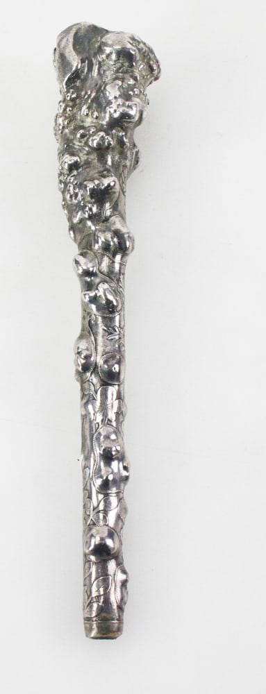 18thc Silver Branch Form Cane Handle Engraved Washington Auction