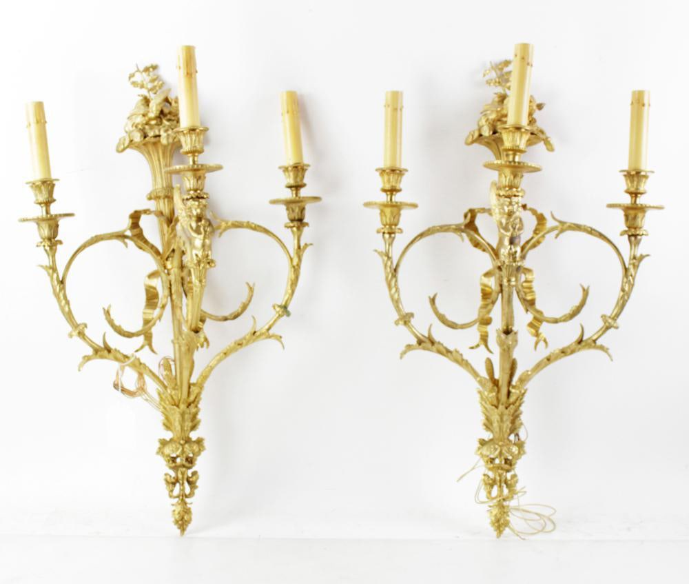 Pair Of Fancy Bronze Wall Sconces, Electrified - Jul 26, 2025 ...