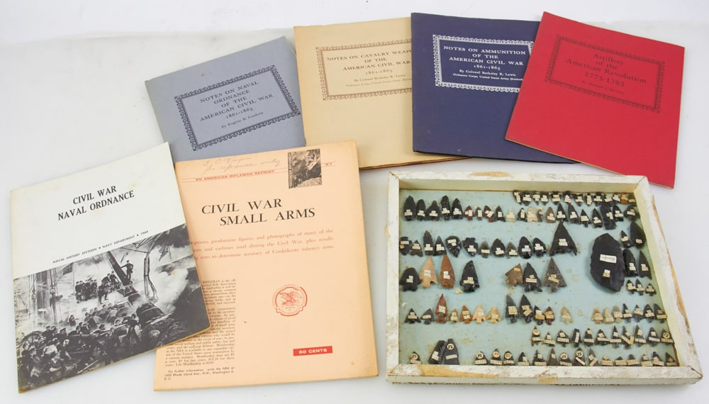 Early Native American Arrowheads, Military Pamphlets Auction
