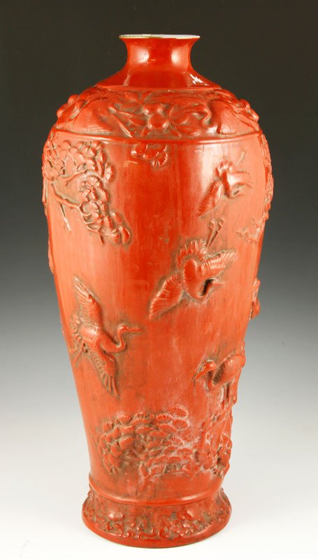 Chinese Coral Colored Vase