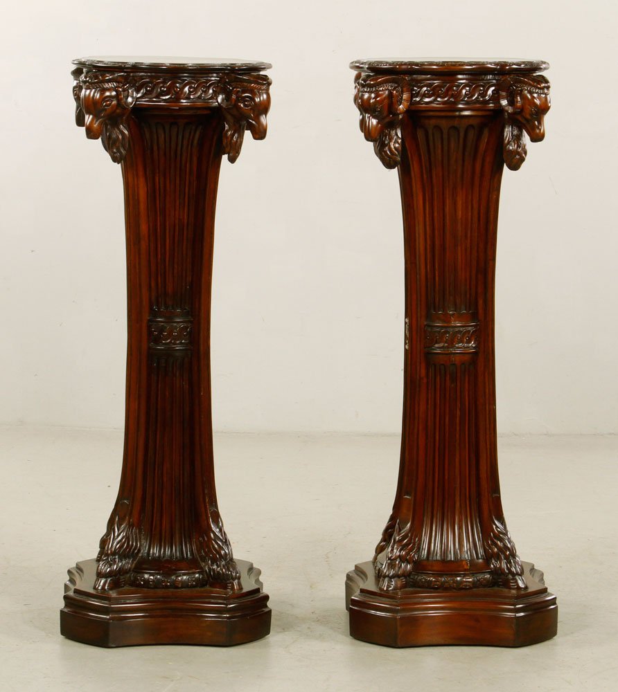 Pair Of Ram's Head Pedestals