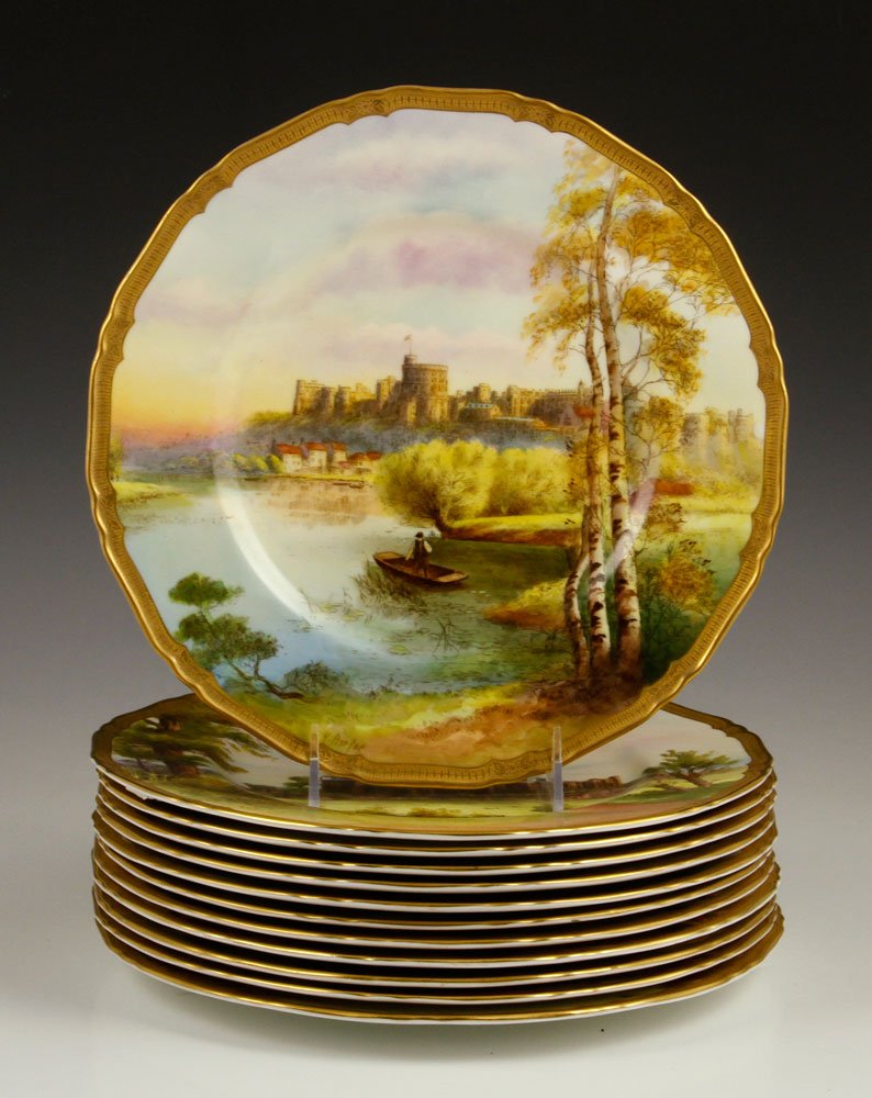 12 Royal Worcester "Castle" Plates