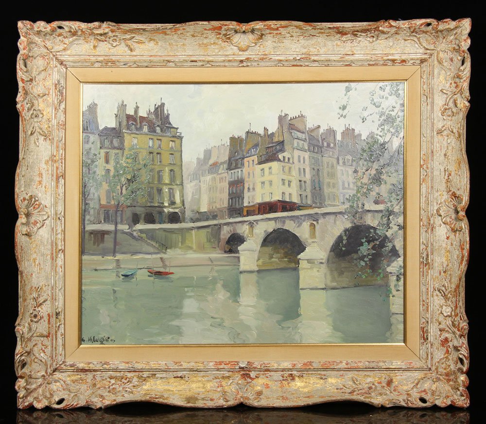 Kluge, "Bridge Over the Seine," Oil on Canvas