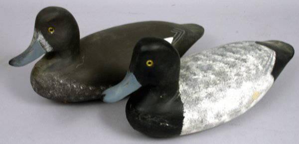 Pair 20th C. Lesser Scaup Decoys, J. Hamilton