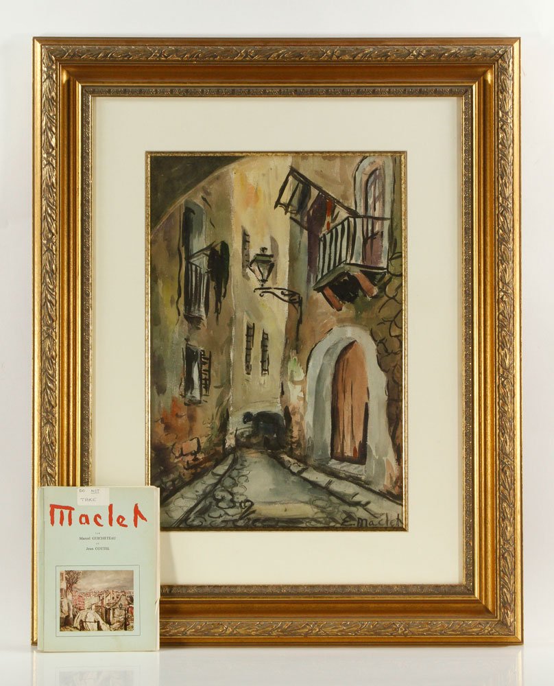Maclet, Paris Street Scene, Watercolor