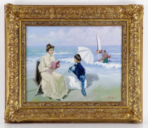 Soler, Ladies On The Beach, Oil On Canvas