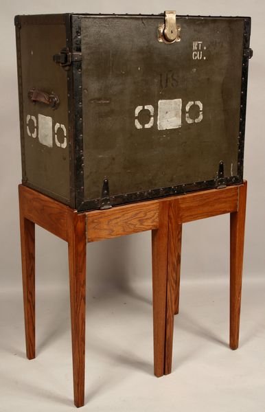 5226: WWII ARMY 'FIELD' DESK ON CUSTOM OAK BASE