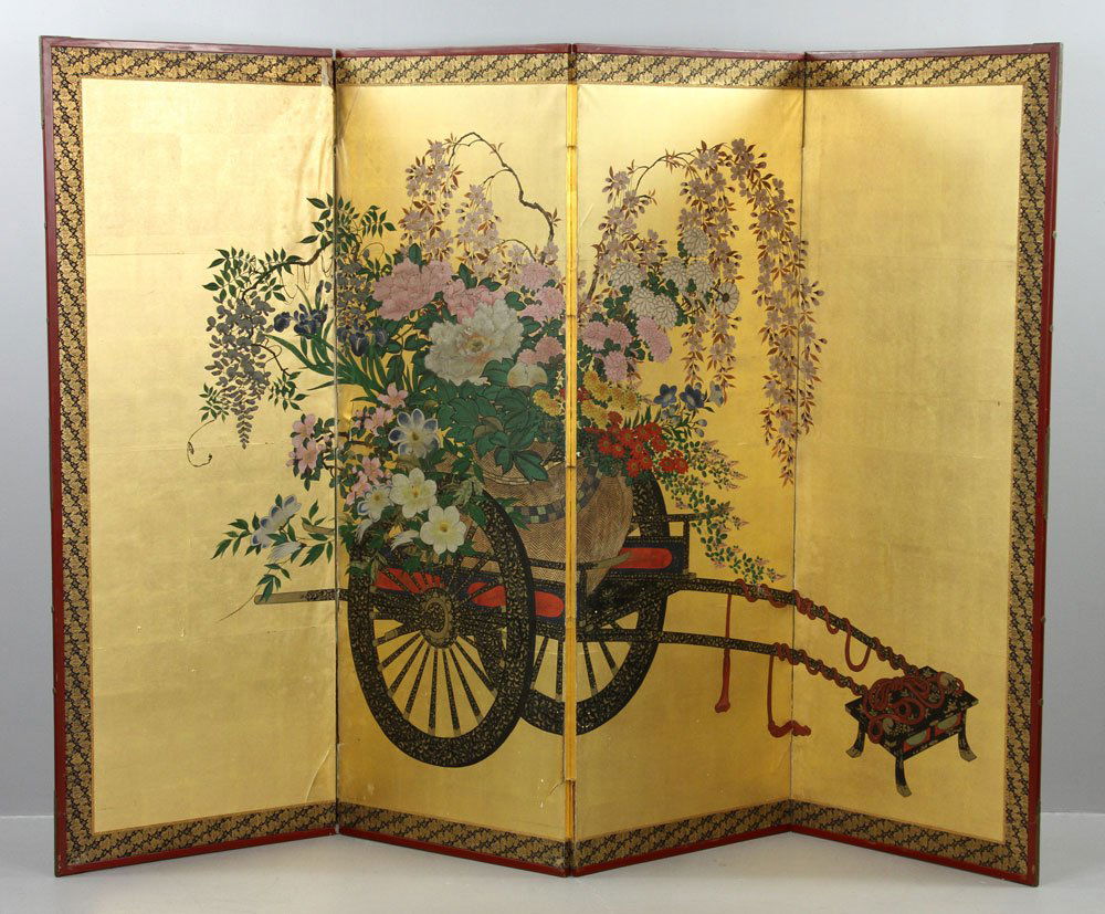 Japanese Four Panel Dressing Screen