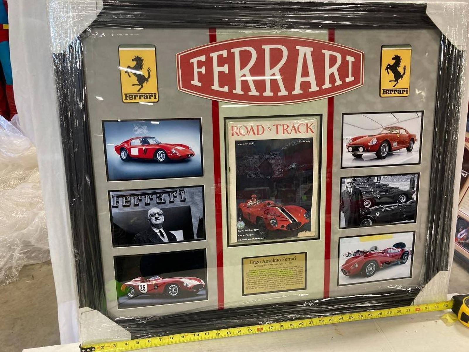 Enzo Ferrari "ferrari" Signed 1963 Road & Track Magazine Photo Fram Auction