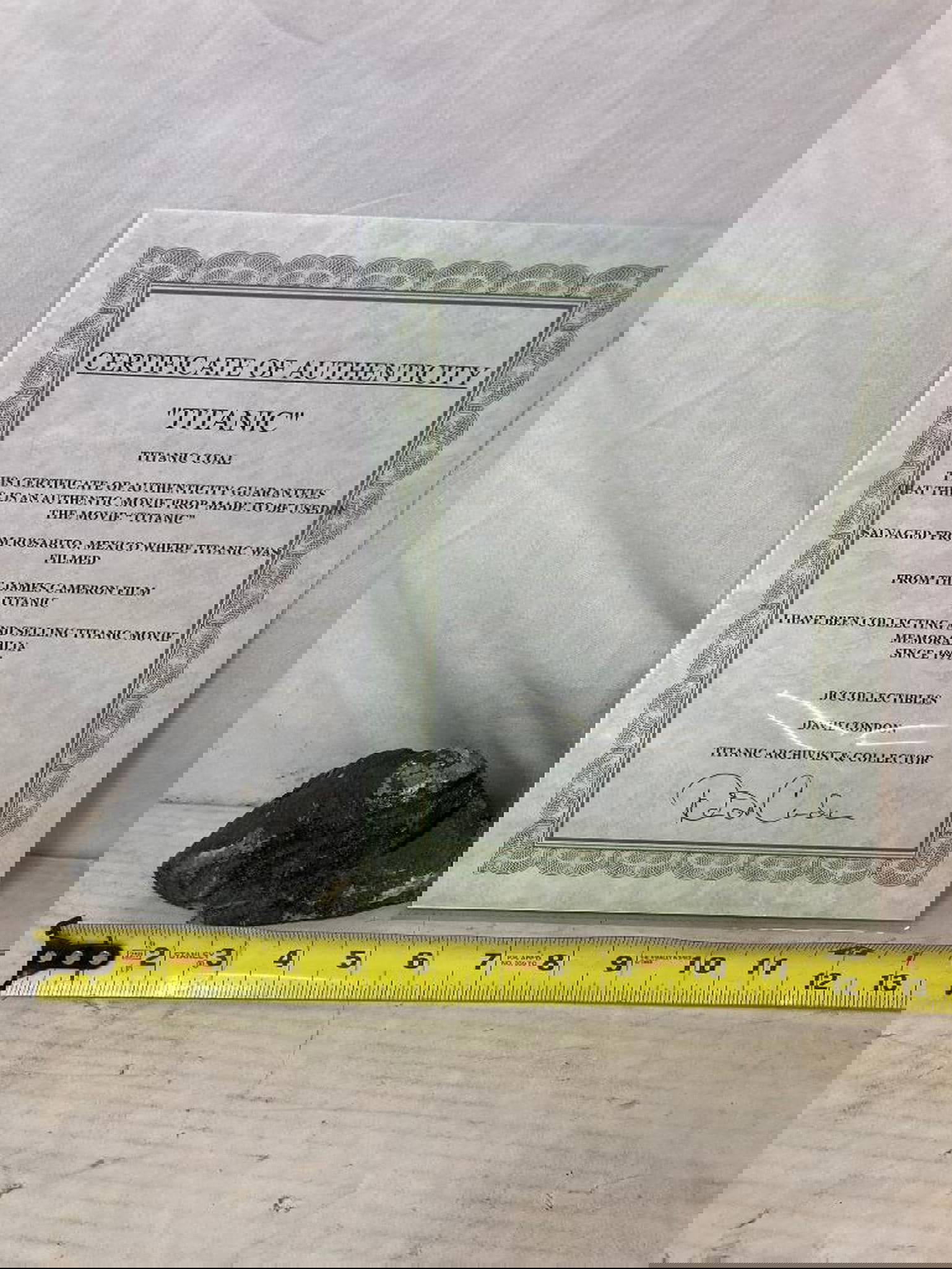 1997 "titanic" Large Boiler Room Coal Piece Movie Props Coa Auction