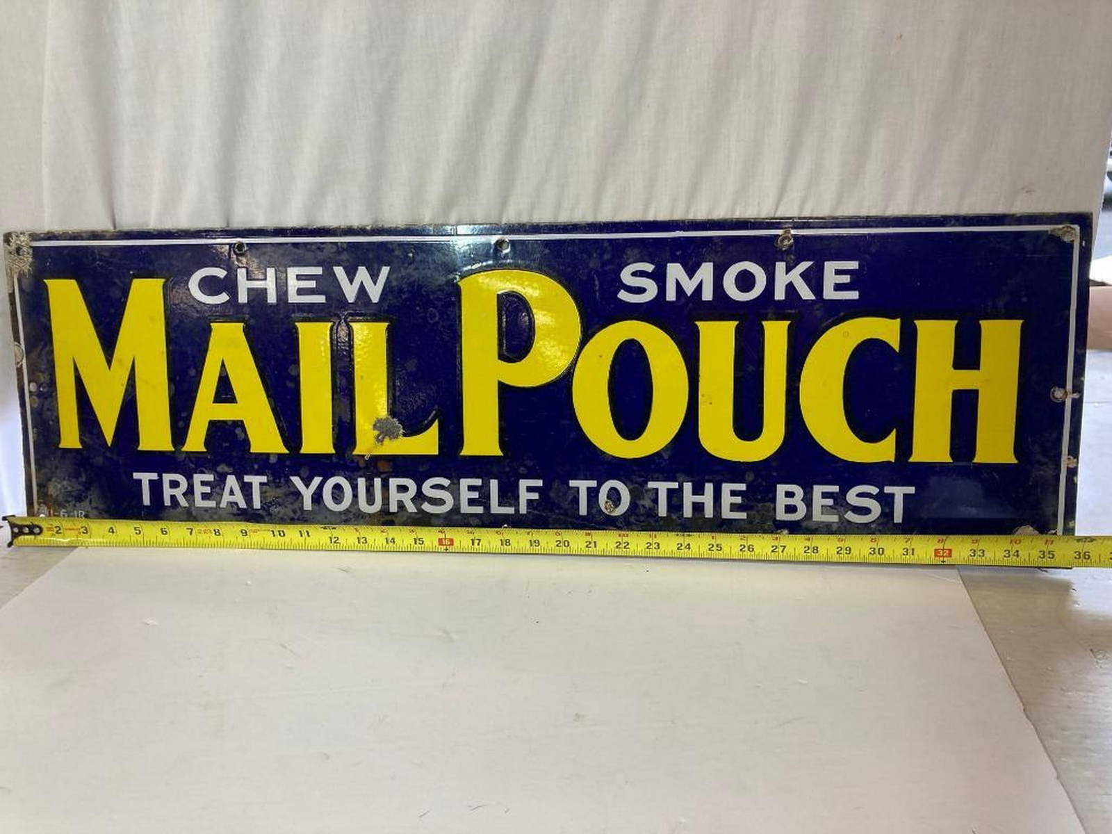 1930's "mail Pouch" Chew/smoke 36" Porcelain Sign Auction