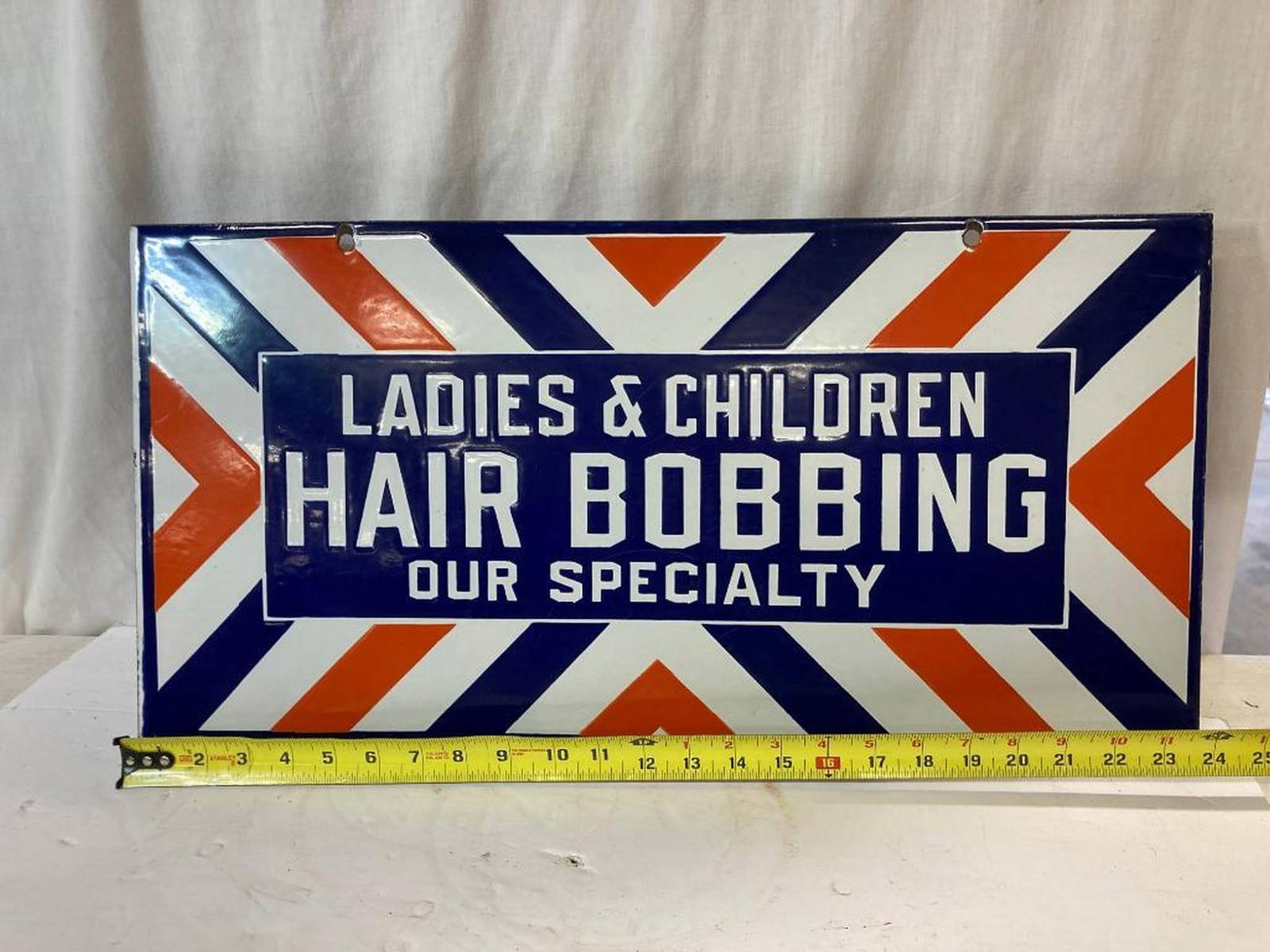Vintage "ladies & Children Hair Bobbing Our Specialty" Porcelain Sign ...