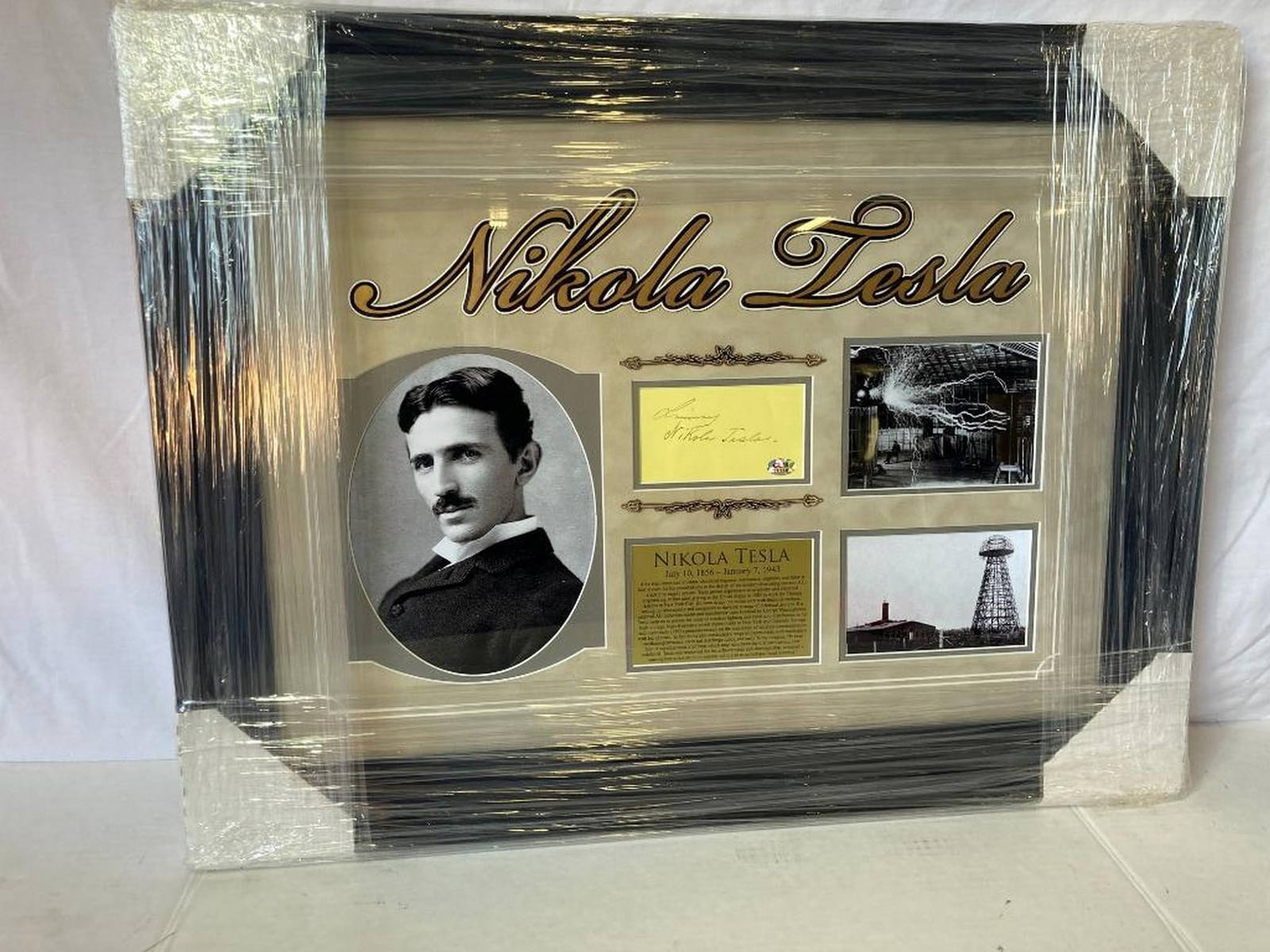 Nikola Tesla Signed Cut Photo Frame Auction