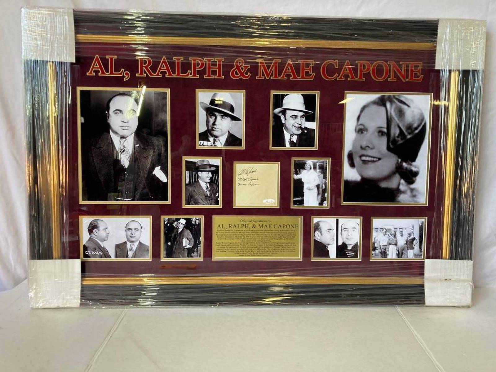 Al, Mae, & Ralph Capone Signed Cut Photo Frame Auction