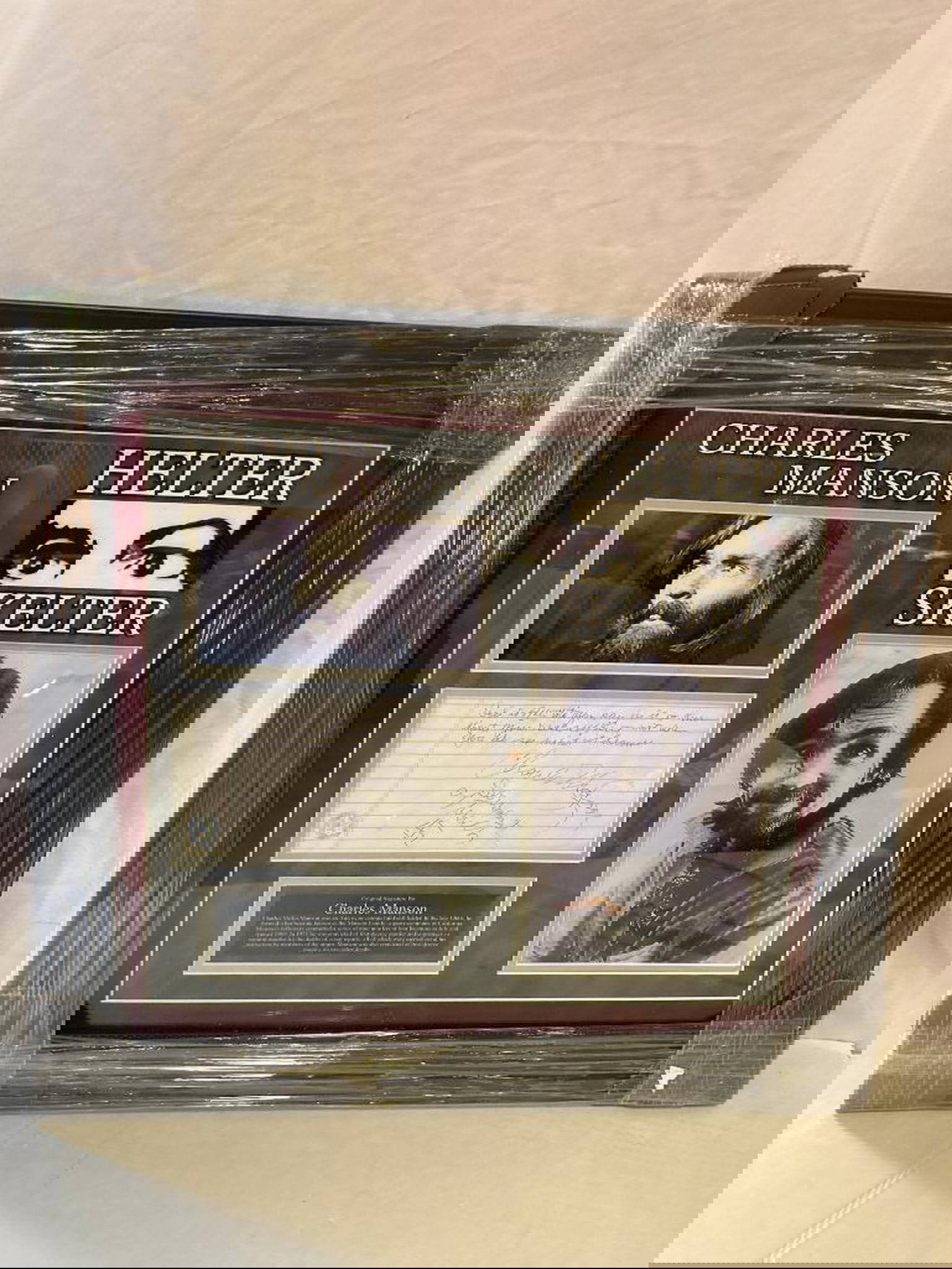 Charles Manson Signed Note/swastika Photo Frame Auction