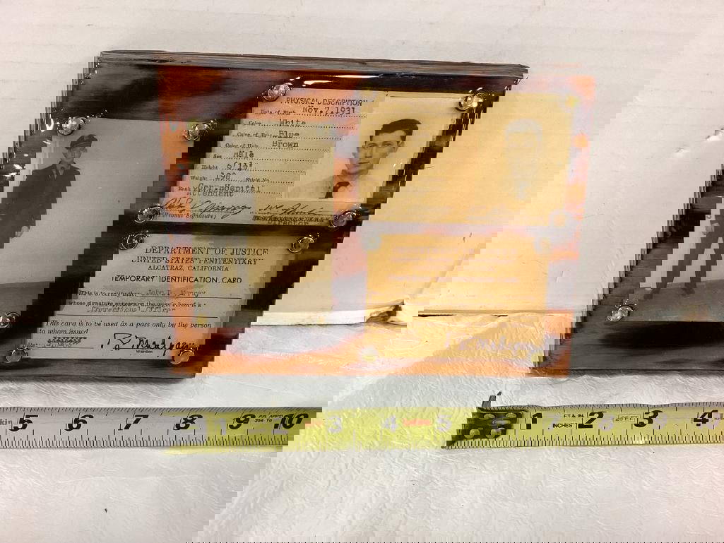 1931 "alcatraz" Officer Photo Id Card 7 X 6 X 2 Auction