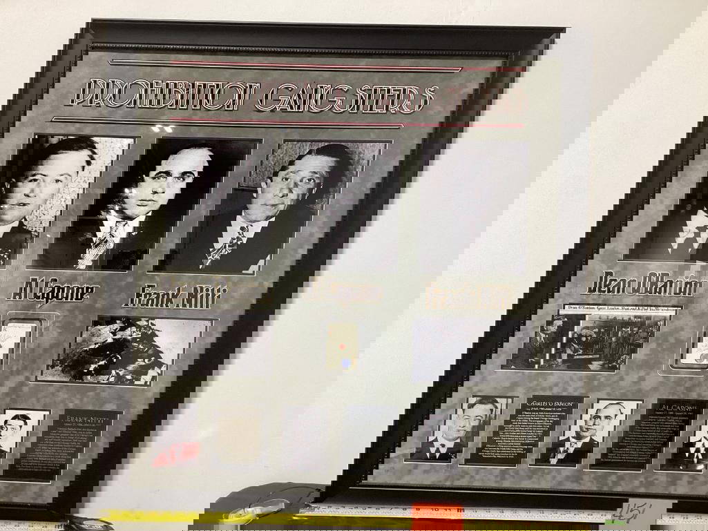 Capone, Nitte, O'banion Signed Ace Card Photo Frame 36 X 37 X 3 Auction