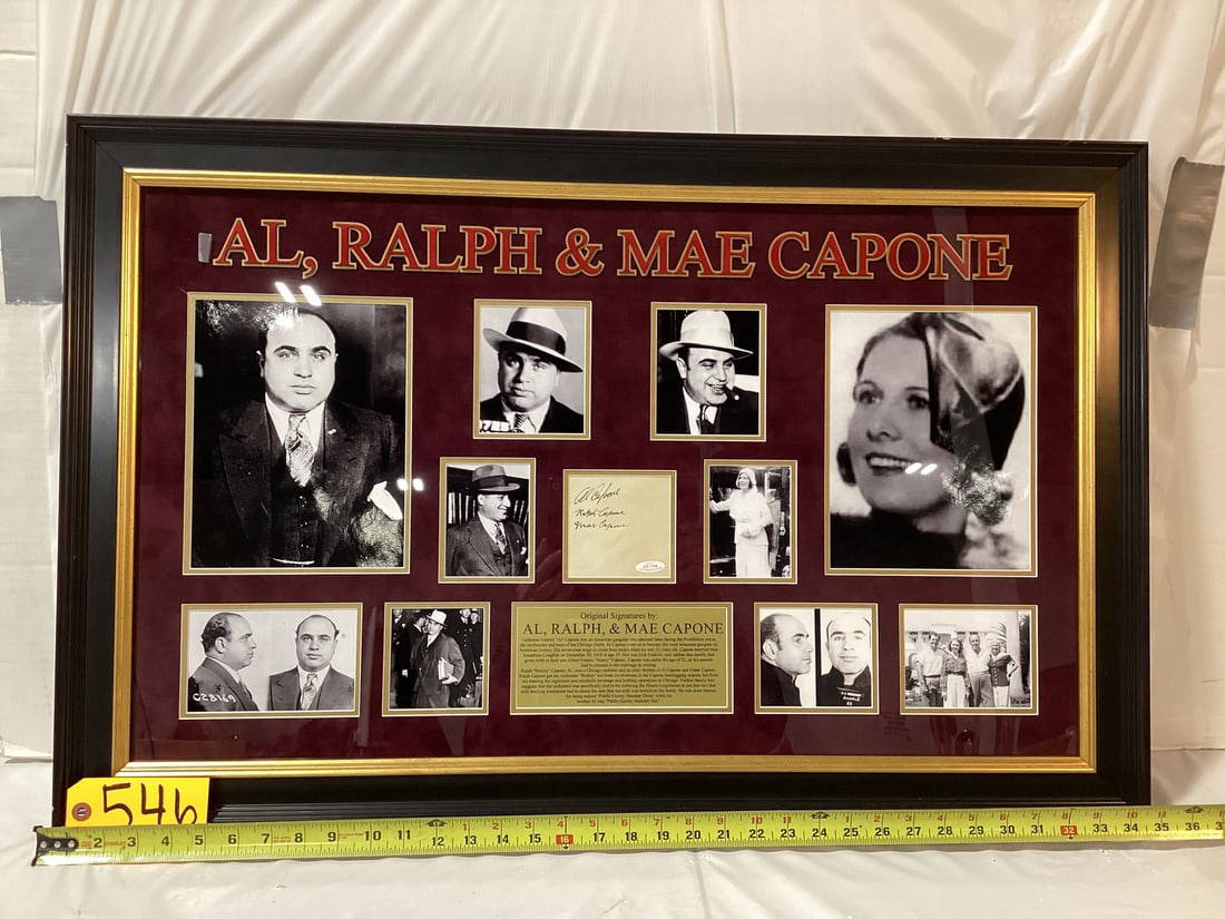 Al Capone, Mae Capone, Ralph Capone Signed Cut Photo Frame Auction