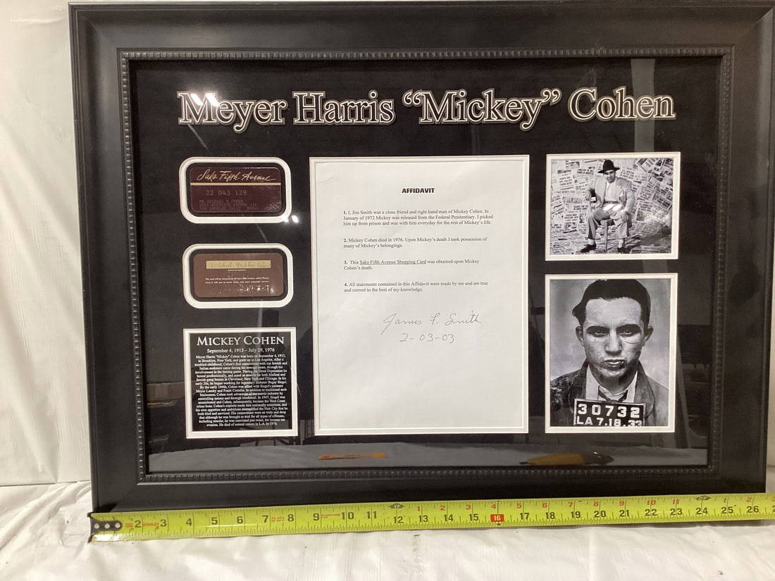 Meyer Harris Mickey Cohen American Mobster Signed Saks Credit Card Photo Frame Auction