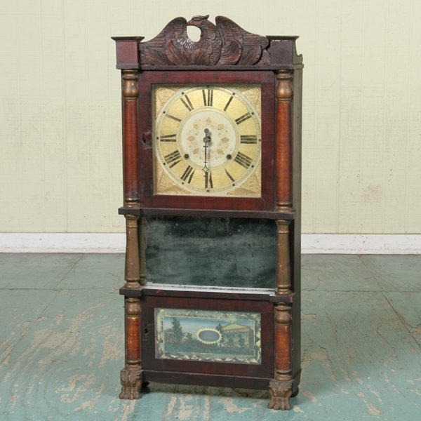 229: 1830 Federal triple decker shelf clock, "Birge & I