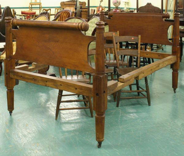 Circa 1830 rope bed frame with footboard, rolled - Apr 01, 2005 ...