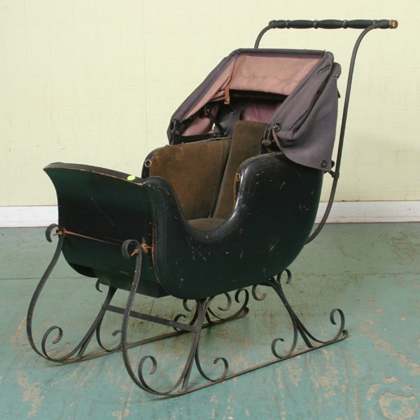 7: Unusual 19th century child's push sleigh, beautifull