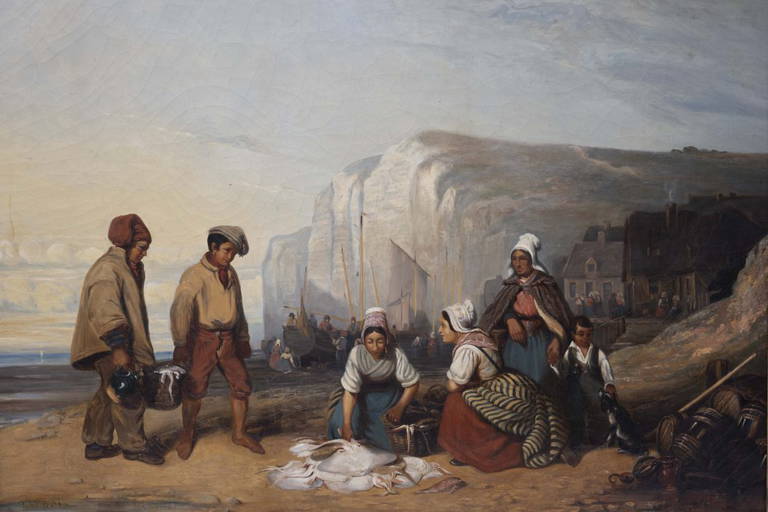 Auguste Delacroix 1809 1868 (retour De Peche) Painting