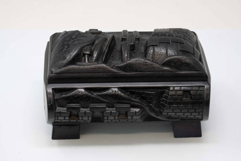 Pacific Coast Carved Blackstone Trinket Box