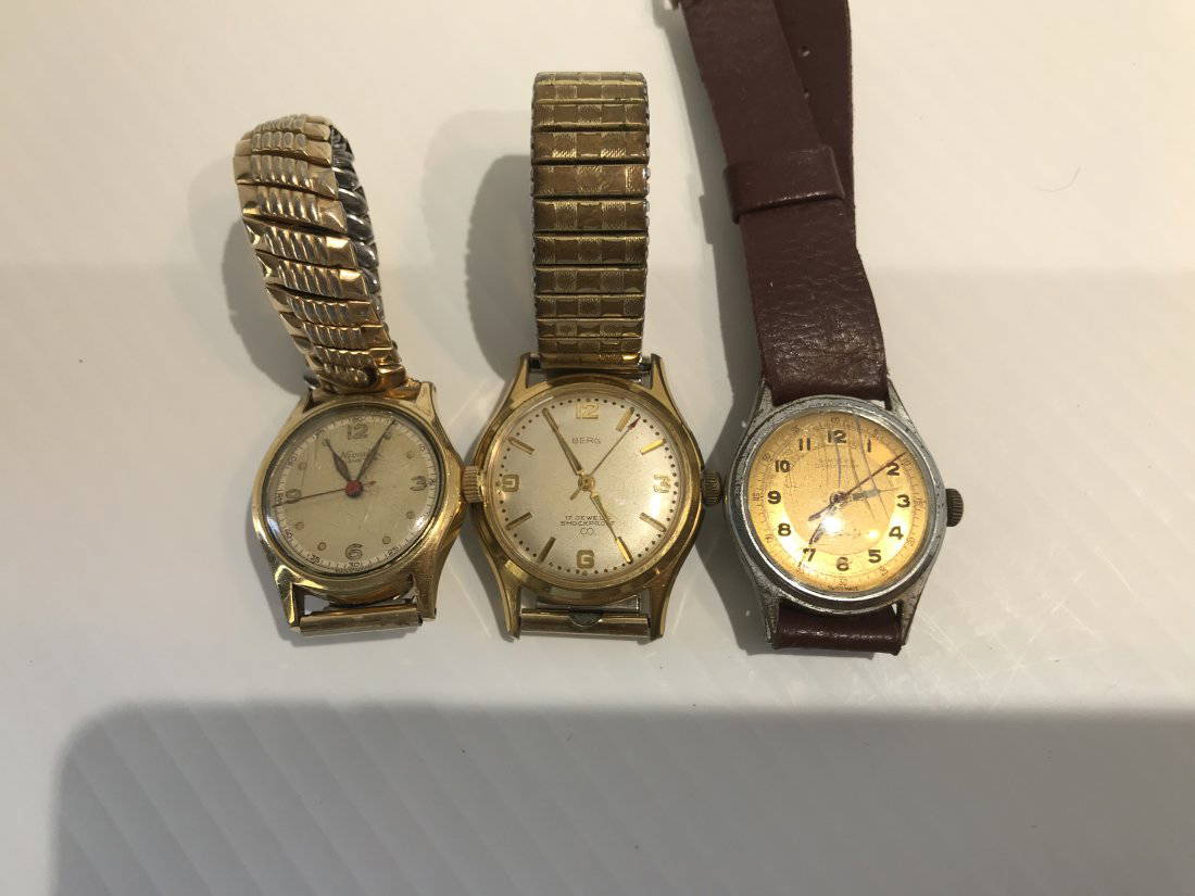 Lot Of 3 1940-50 Manual Winding Nivada-simplex Berg Watches Working Auction