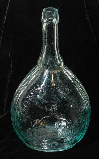 Mid 19th C. Calabash Flasklight Aqua Calabash Flask,