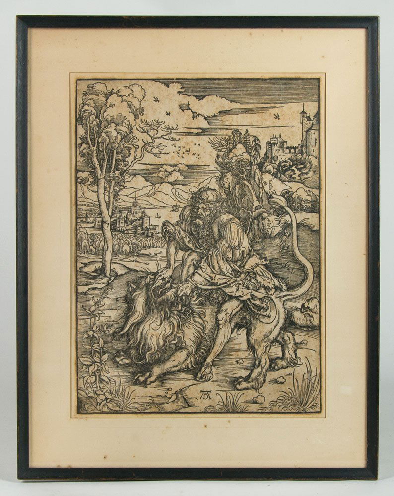 Durer print, Samson wrestling lion
