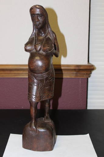 An African Carved Pregnant Woman Statue