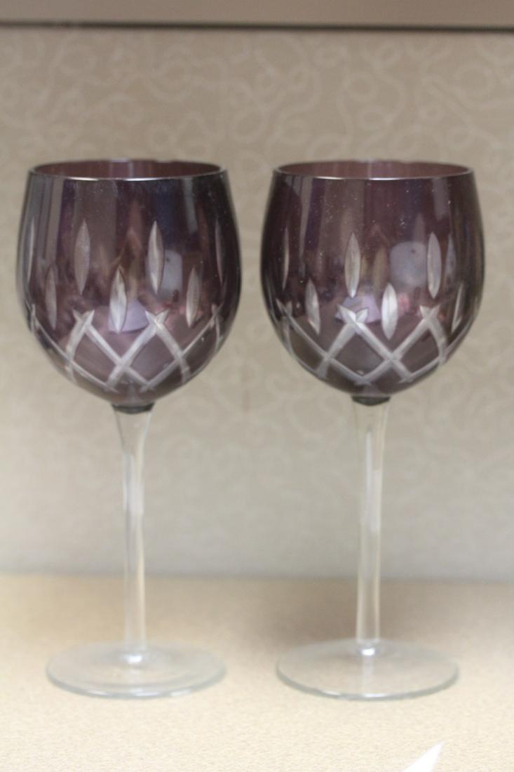 Pair of Amethyst Cut Glass Goblets - Mar 24, 2023 | Lakeland Antique ...