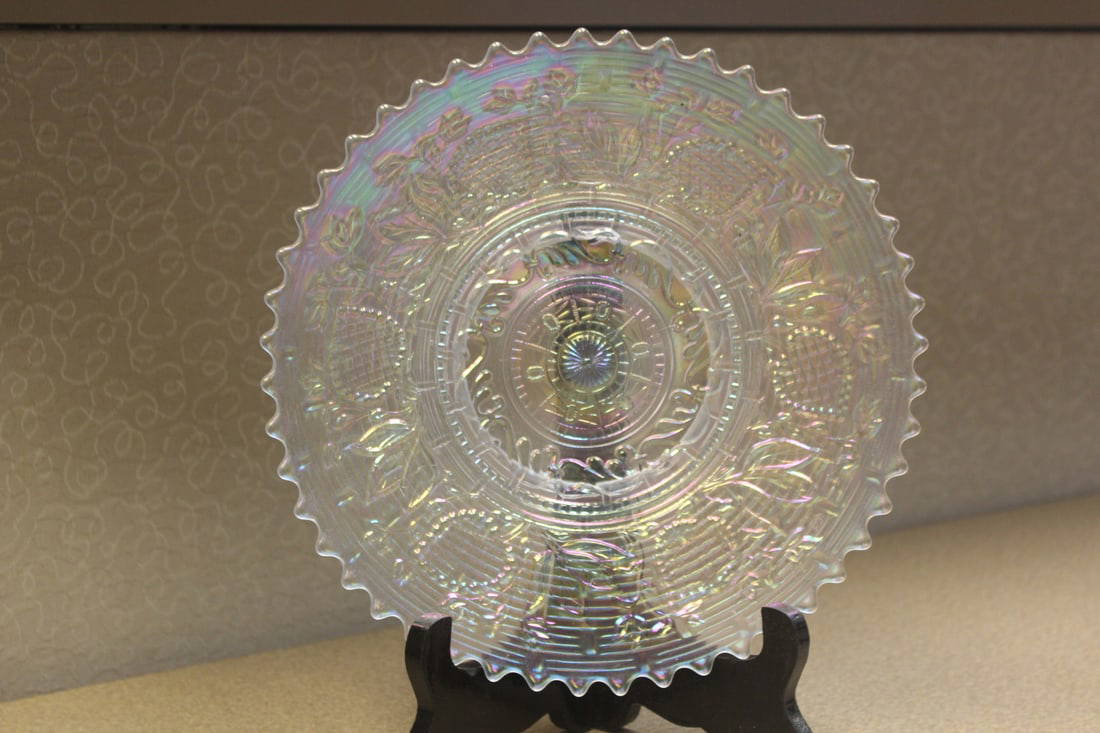 Clear Carnival Iridescent Glass Plate Auction