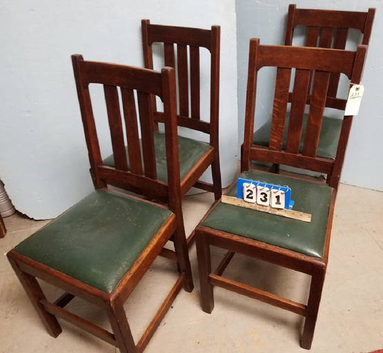 Set 4 Vintage Mission Oak Side Chairs