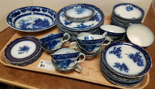 (6) Flow Blue Type Trays And Plates