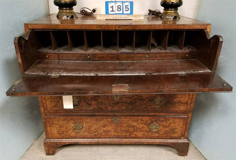 18th C. George Ii, Burl Walnut Butler's Chest, 37.5"h X