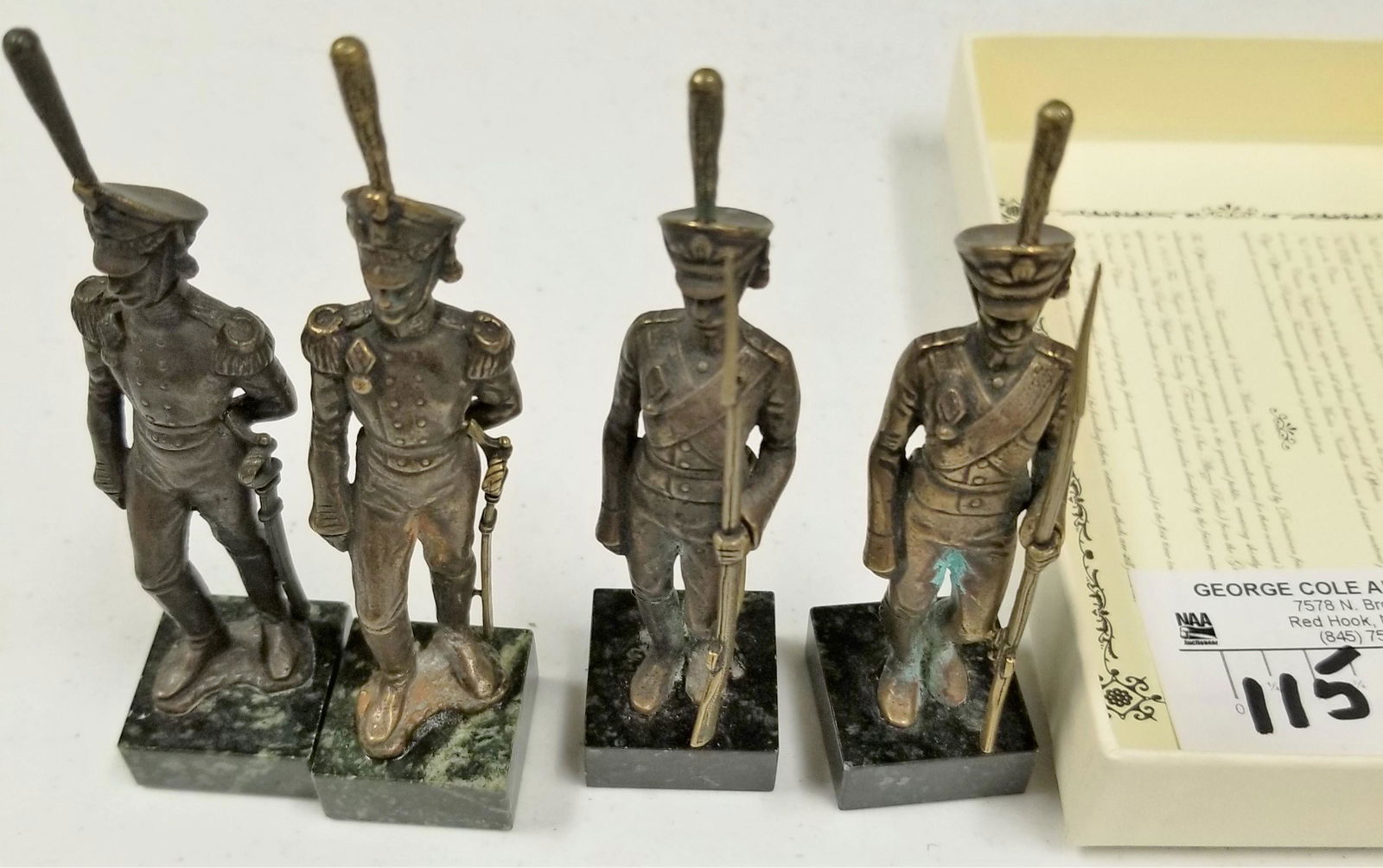Lot 4 Brass Napolionic Solder Figurines 4 1/2"