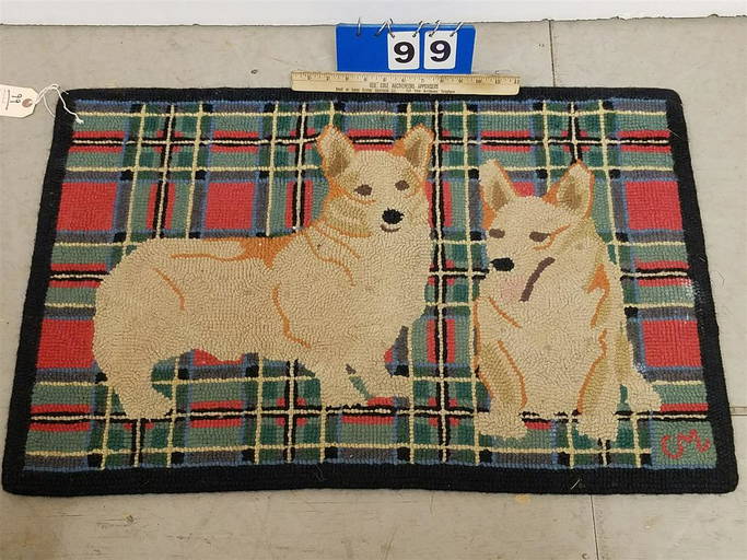 HOOKED RUG W/CORGI 22" X 33" (#0099) on Nov 19, 2022 | George Cole ...