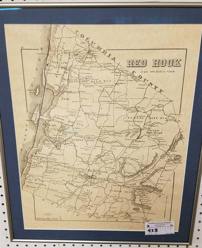 Pr Framed Maps Red Hook 19" X 15" Reprints