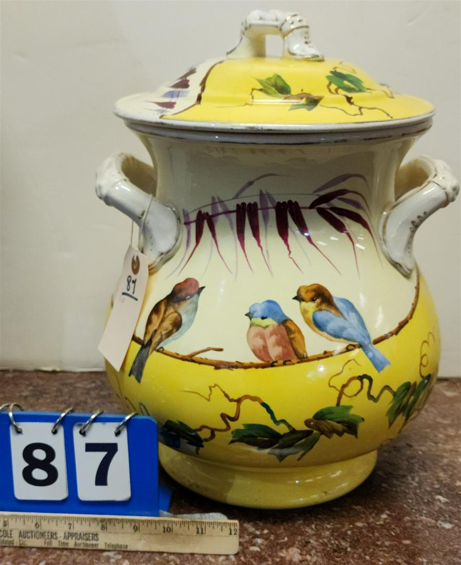 Vict Ironstone Covered Slop Jar 16"h X 11" Diam Auction