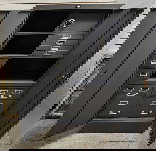 Cole Steel 2 Door Cabinet W/ Interior Safe Drawers And Pull Out Shelf 5 ...