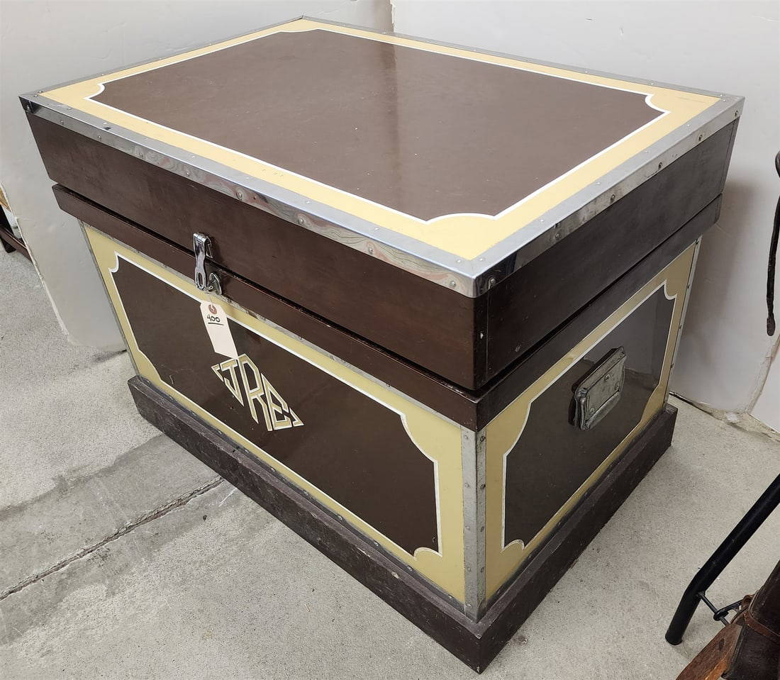 Lg Wooden Trunk Contents- Silverpalte, Pewter Etc Auction