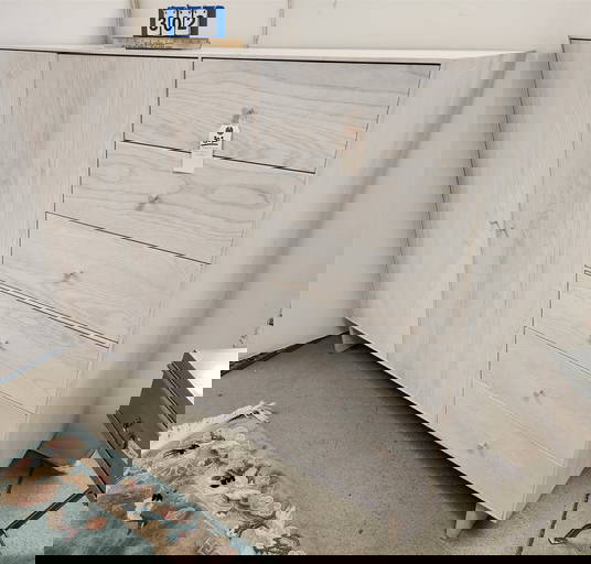 Modern Pickled Oak 6 Drawer, 2 Door Chifferobe 49 1/2"h X 64 1/2"ww X ...