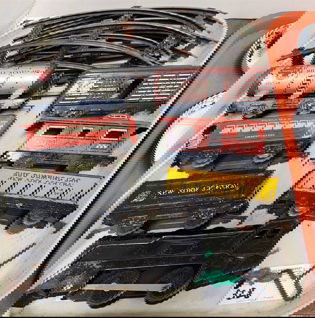 Tray 7 Pc Vintage Marx Key Wind Train Set W/ Track Auction